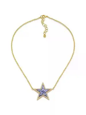 BUDDHA MAMA Star Pendant Necklace With Tanzanite And Diamonds - Gold