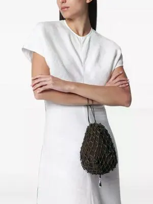 Savette Macrame Suede Pouch Bag - Brown
