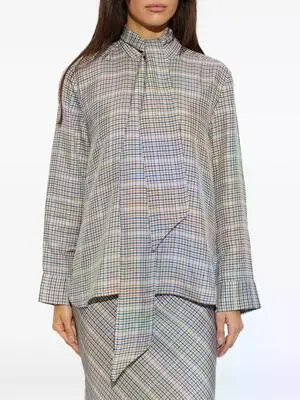 Munthe Check-pattern Tie-neck Long-sleeve Shirt