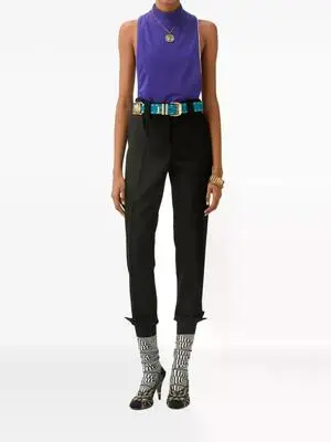 Versace Grain De Poudre Wool Trousers With Medusa Hardware