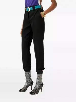 Versace Grain De Poudre Wool Trousers With Medusa Hardware