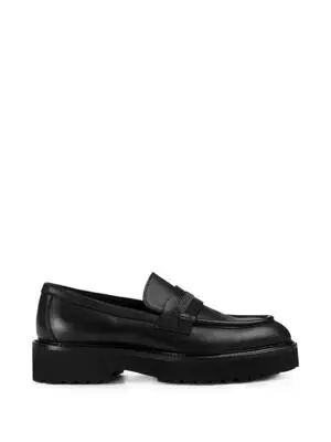 DOUCAL'S Micro-stud Detail Leather Loafers - Black