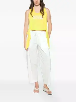 Versace Draped Logo Print Sleeveless Top - Yellow