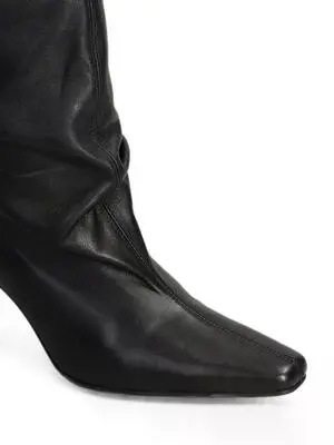 THE SELLER Slouchy Pointed-toe Leather Ankle Boots