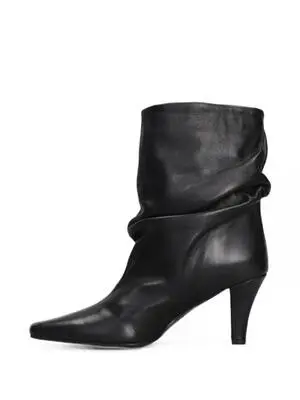 THE SELLER Slouchy Pointed-toe Leather Ankle Boots