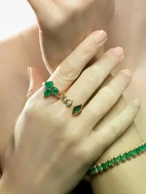 Shay Emerald And Diamond Cluster Ring