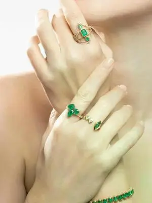 Shay Emerald And Diamond Cluster Ring