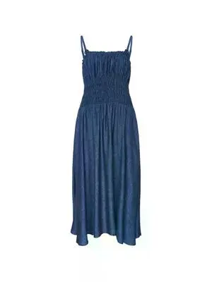 Rag & Bone Miramar Slink Camelia Smocked Midi Dress - Blue