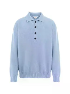 Malo Cashmere Button-up Polo - Blue