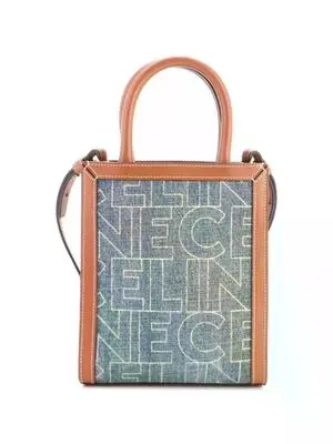 Celine Vertical Cabas Printed Denim With Leather Mini Tote Bag