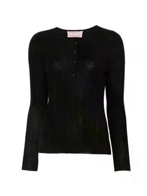 HUGENBERG Ribbed Knit Henley Sweatshirt