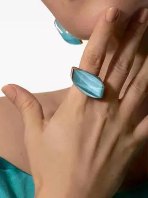 Vhernier Aladino Ring In Rose Gold With Turquoise And Rock Crystal