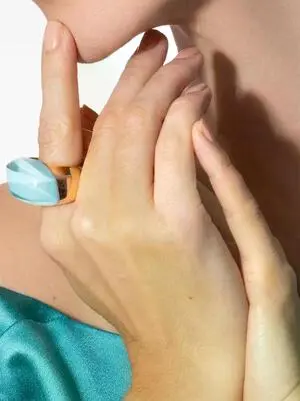 Vhernier Aladino Ring In Rose Gold With Turquoise And Rock Crystal