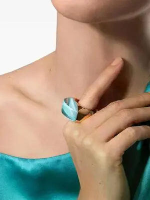 Vhernier Aladino Ring In Rose Gold With Turquoise And Rock Crystal