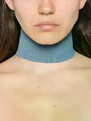 MANOKHI Denim-effect Choker Necklace