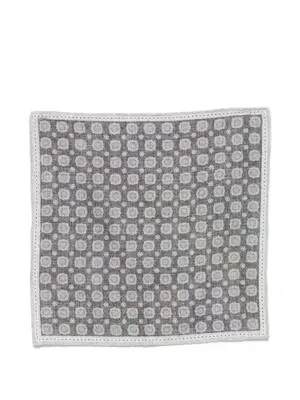 Eleventy Geometric-pattern Pocket Square - Grey