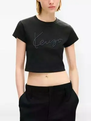 Kenzo Signature-embroidered Cropped T-shirt