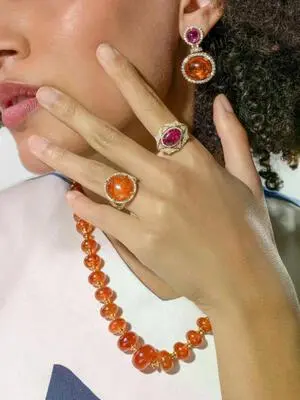 Goshwara Mandarin Garnet And Diamond Ring In 18k Yellow