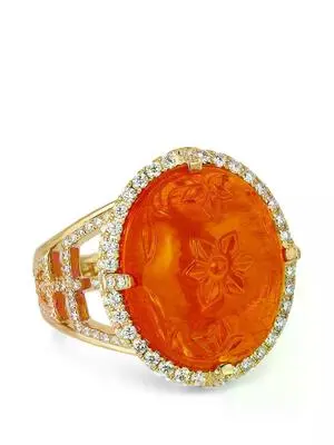 Goshwara Mandarin Garnet And Diamond Ring In 18k Yellow