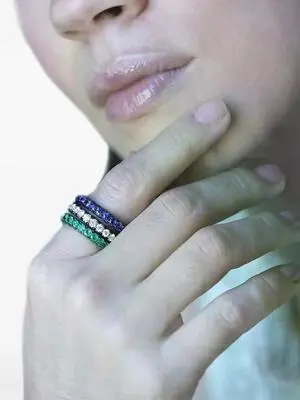 GRAZIELA Sapphire And Diamond Band Ring - Silver