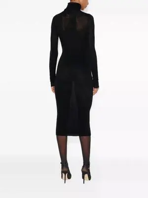 Elisabetta Franchi Knit Midi Dress With Openwork Geometric Patterns