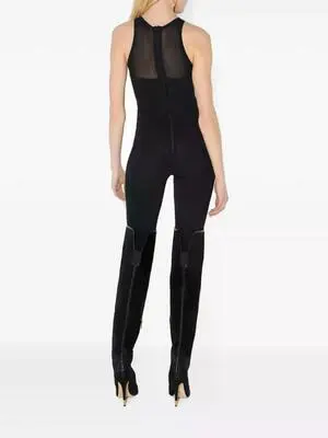 Elisabetta Franchi Sleeveless Knit Jumpsuit With Sheer Panels