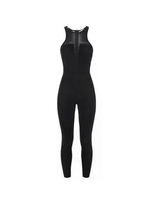 Elisabetta Franchi Sleeveless Knit Jumpsuit With Sheer Panels - Black