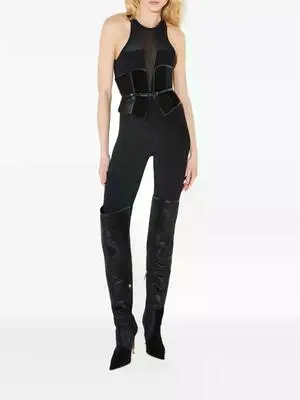 Elisabetta Franchi Sleeveless Knit Jumpsuit With Sheer Panels