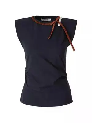 Dorothee Schumacher Padded-shoulder Ruched-detail T-shirt - Black