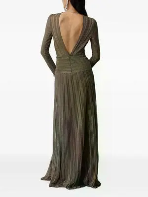 Polo Ralph Lauren Dabney Pleated Metallic Evening Dress