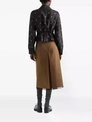 Prada Washed Silk Floral Print Shirt With Removable Scarf