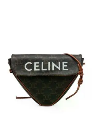 Celine 2021 Triomphe Coated Canvas Logo Triangle Crossbody Bag