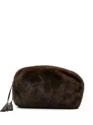 P.a.r.o.s.h Faux-fur Clutch With Tassel Detail - Brown