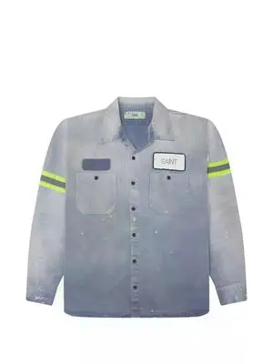SAINT MXXXXXX Distressed Logo-patch Shirt - Blue