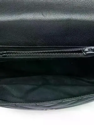 Saint Laurent 2016 Medium Chevron Sheepskin Monogram Monochrome College Bag Satchel - Black