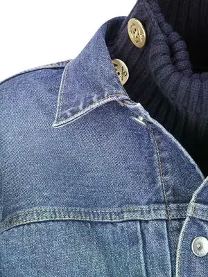 Sacai Paneled Denim Jacket With High Neck