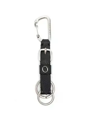 Orciani Leather Keyring With Buckle Detail - Black