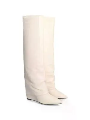 THE SELLER Pointed-toe Wedge Leather Boots - Neutrals
