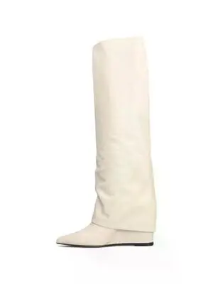THE SELLER Pointed-toe Wedge Leather Boots - Neutrals