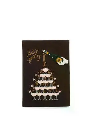 OLYMPIA LE-TAN Let's Party Embroidered-motif Book Clutch Bag - Brown