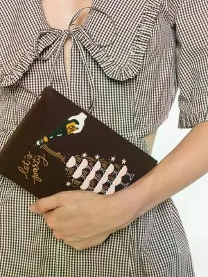 OLYMPIA LE-TAN Let's Party Embroidered-motif Book Clutch Bag - Brown