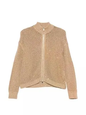 Max Mara Sequin-embellished Open-knit Cardigan