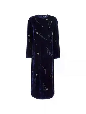FORTE_FORTE Fleurs D'orient Bead-embellished Velvet Midi Dress