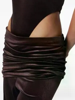 Andamane Draped Wide-leg Velvet Trousers