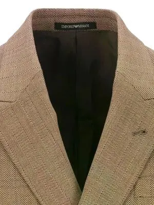 Emporio Armani Lined Blazer In Herringbone Virgin Wool