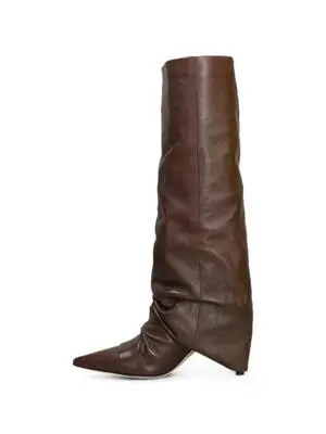 THE SELLER Pointed-toe Slouchy Leather Boots