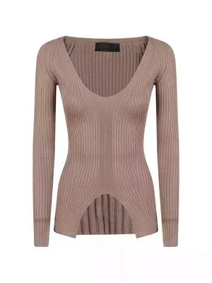 DONDUP Ribbed-knit V-neck Top
