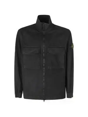 Stone Island 1200024 Stretch Organic Broken Twill Cotton 'old' Effect Overshirt - Black