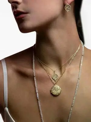 TANYA FARAH Tanya Farah 18K Yellow Gold Diamond Tree Of Life Locket Necklace