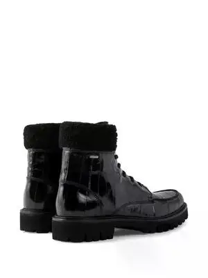 GIUSEPPE ZANOTTI Andris Lace-up Eel Skin Combat Boots With Wool Cuff